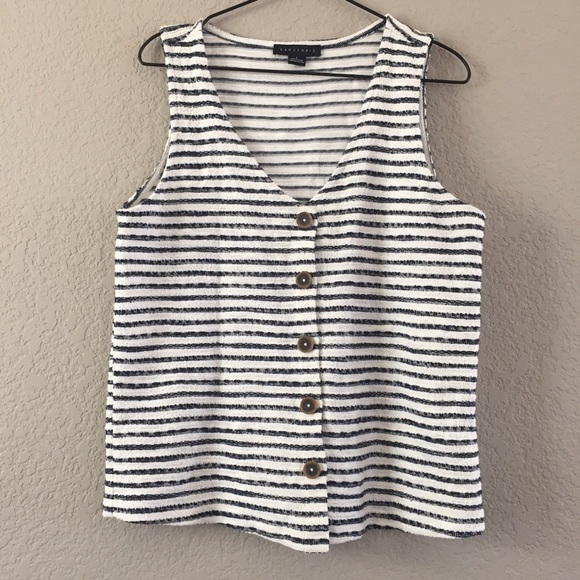 Sanctuary | Tops | Sanctuary Blue White Button Down Tank Top | Poshmark
